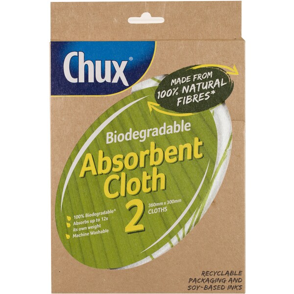 Chux Sustainable Absorbent Cloth 2 Pack | Woolworths