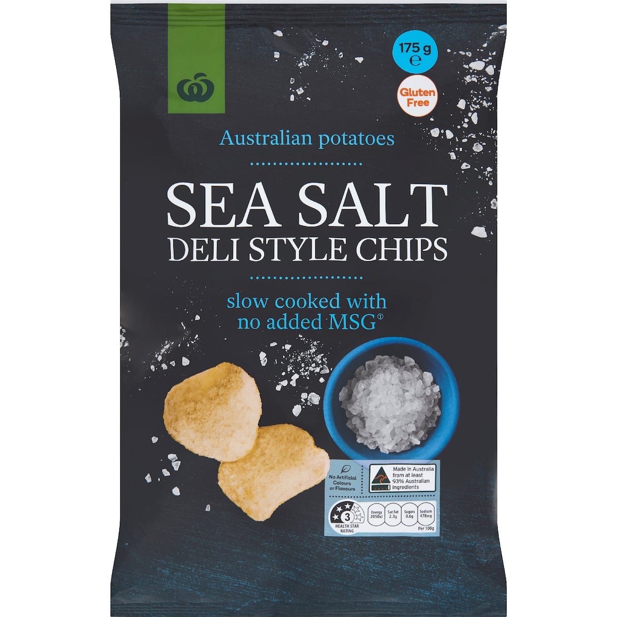 Woolworths Sea Salt Deli Style Potato Chips 175g | bunch