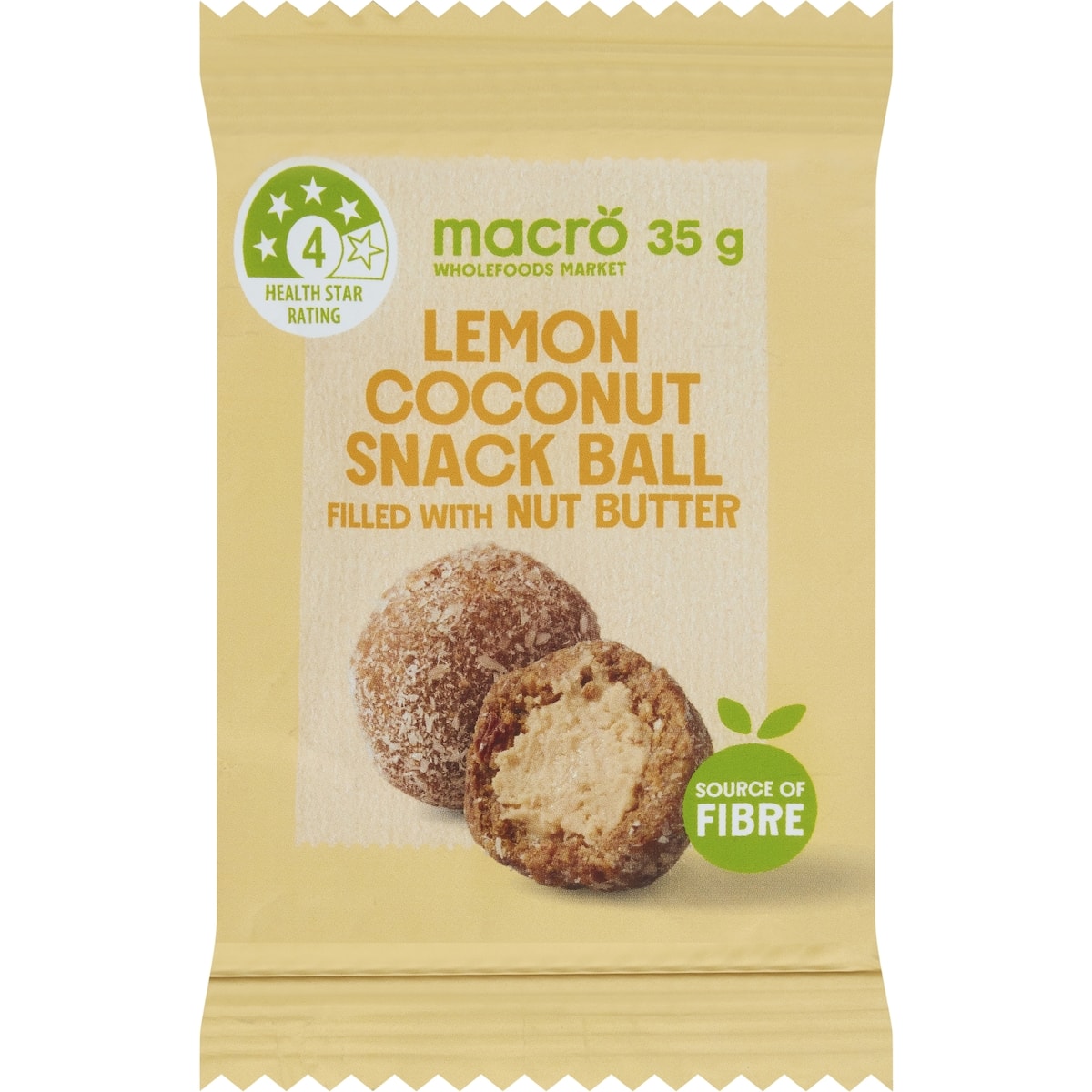 Macro Lemon Ginger Coconut Snack Ball with Nut Butter 35g | bunch