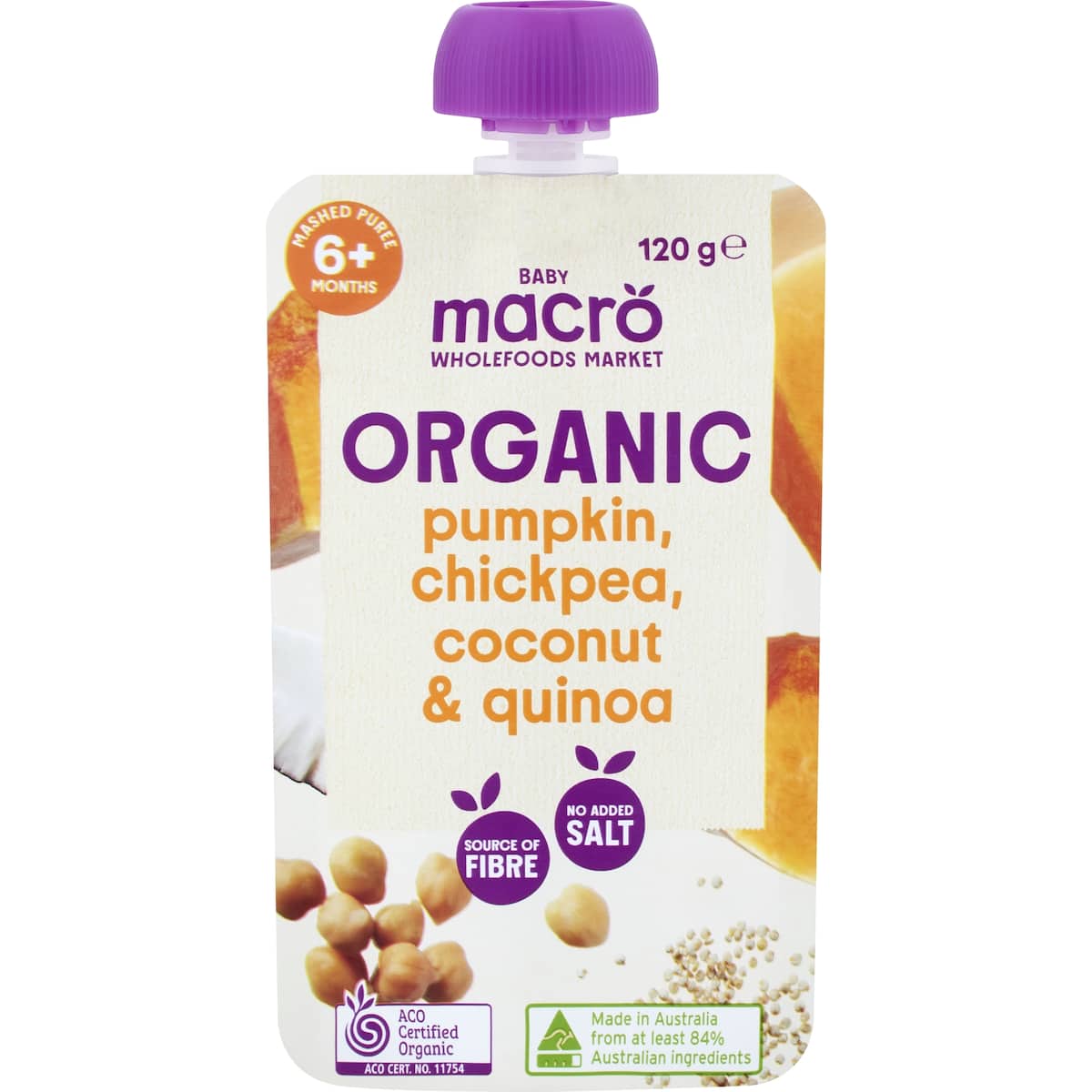Macro Organic Baby Food Pumpkin, Chickpea Coconut & Quinoa 120g | bunch