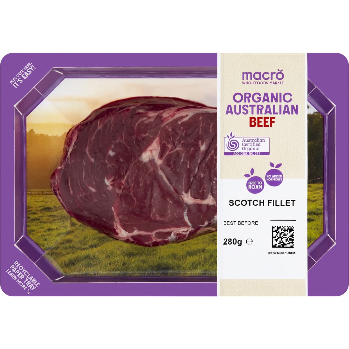Macro Organic Beef Scotch Fillet Steak 280g | bunch