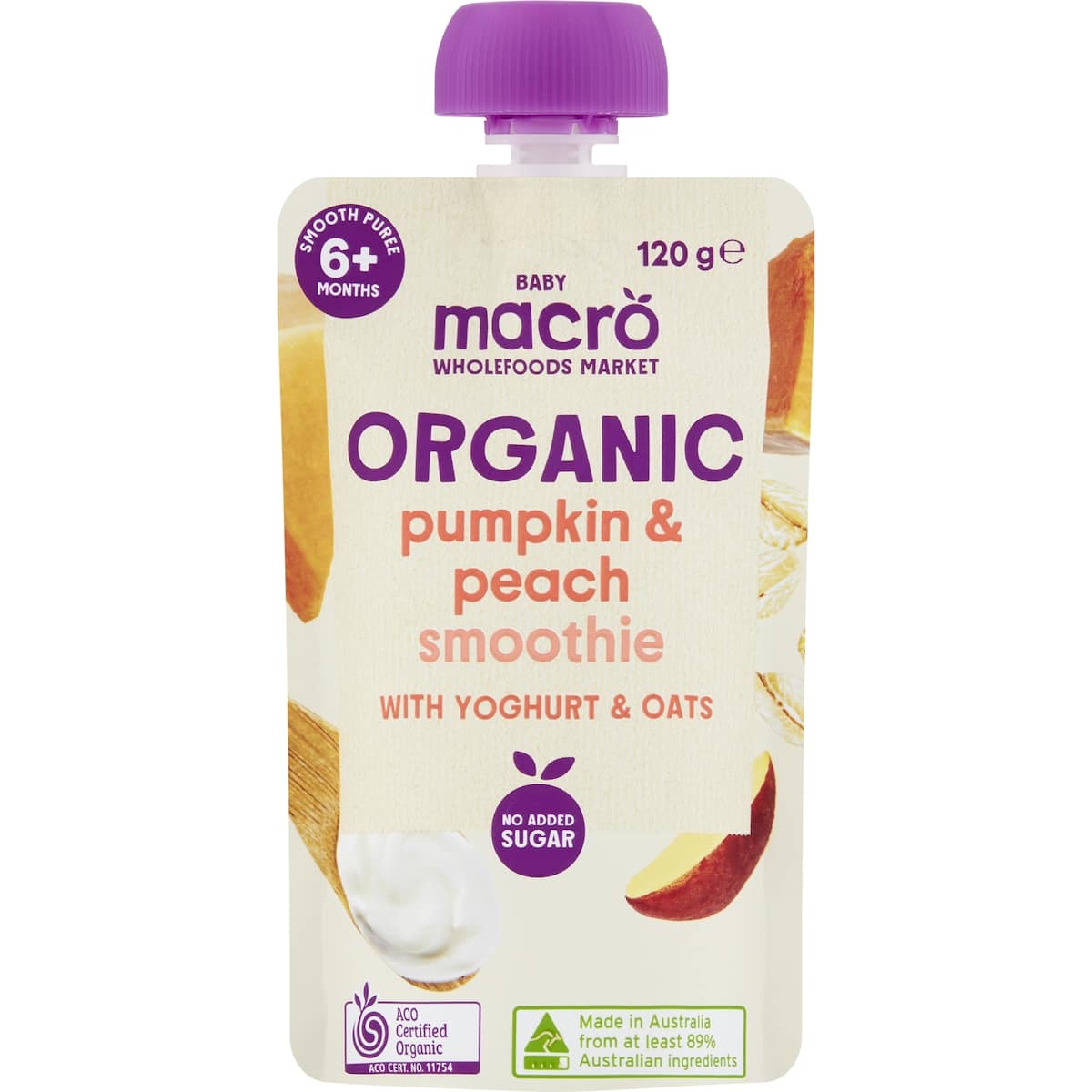 Macro Organic Baby Food Pumpkin & Peach Smoothie with Yoghurt & Oats ...