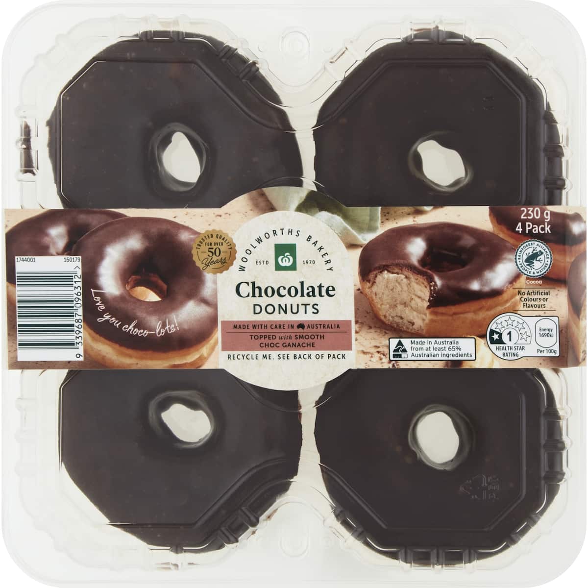 Woolworths Chocolate Iced Donuts 4 Pack | bunch