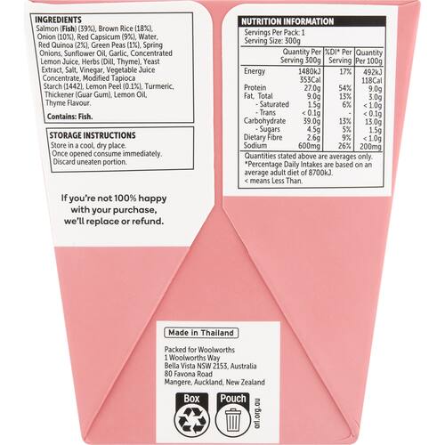 Woolworths Salmon Quinoa Rice With Lemon & Herbs Box 300g | bunch