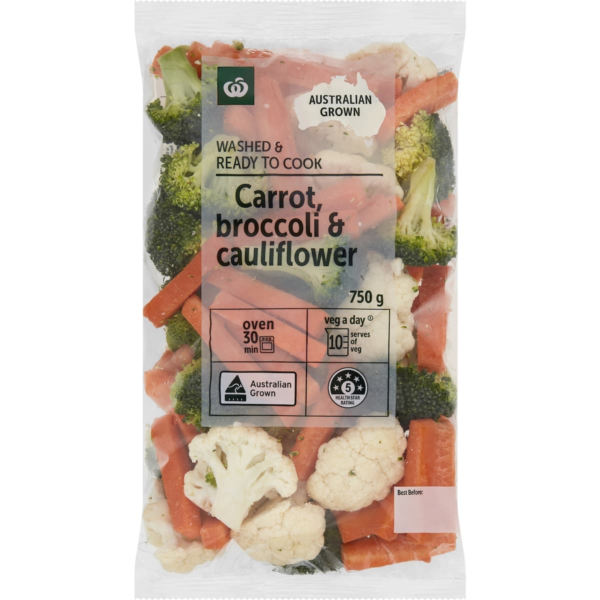 Woolworths Carrot Broccoli & Cauliflower Mix 750g | bunch