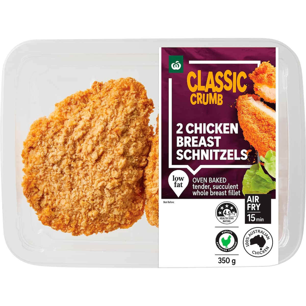 Woolworths Oven Baked Chicken Breast Schnitzels 350g | bunch
