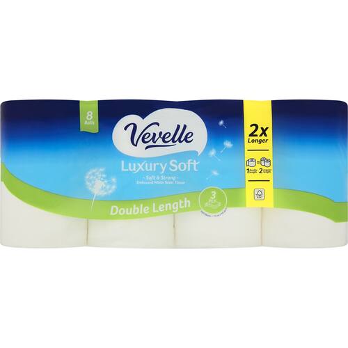 Vevelle Double Length Toilet Tissue 3 Ply 8 pack | bunch