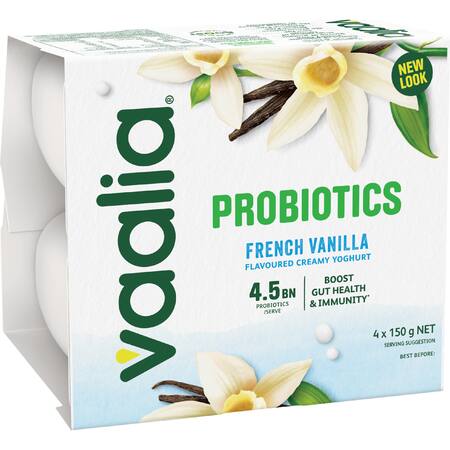 Get Vaalia Probiotic Yoghurt French Vanilla 150g x 4 pack delivered to ...