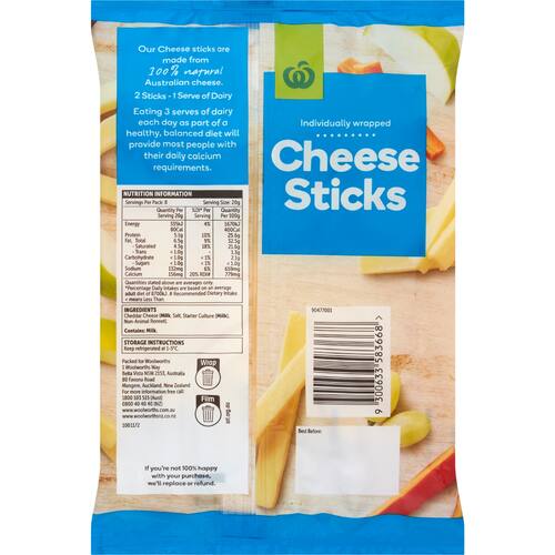 Woolworths Natural Cheese Sticks 160g | bunch