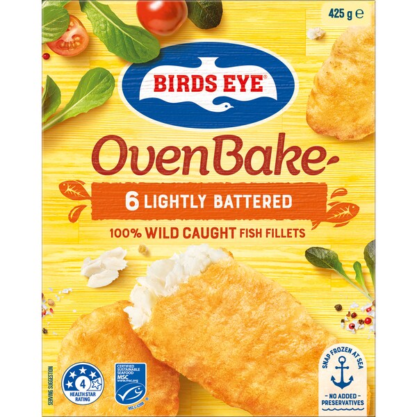 Birds Eye Oven Bake Fish Lightly Battered 425g | Woolworths