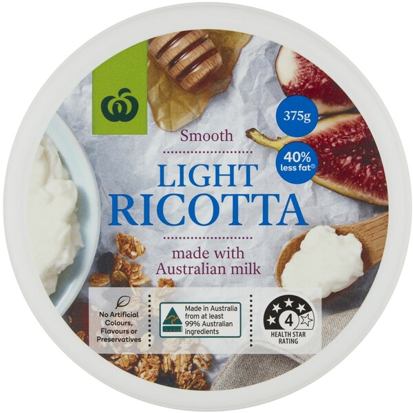 Woolworths Ricotta Light Cheese 375g | Woolworths