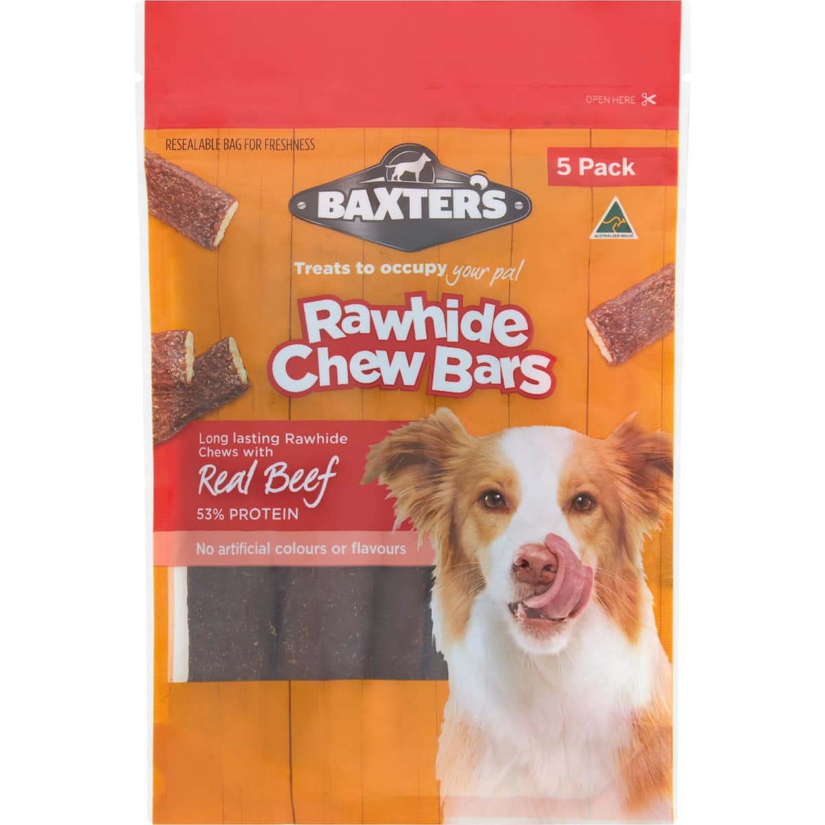 Baxter's Rawhide Chew Bars Beef 5 Pack | bunch