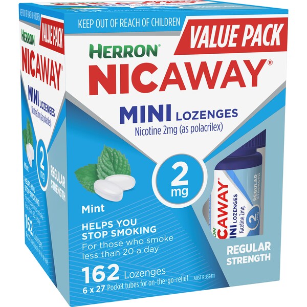 Nicaway Mini Lozenges 2mg Mint 162 pack | Woolworths