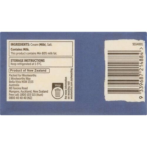 Woolworths Essentials Salted Butter 250g | bunch