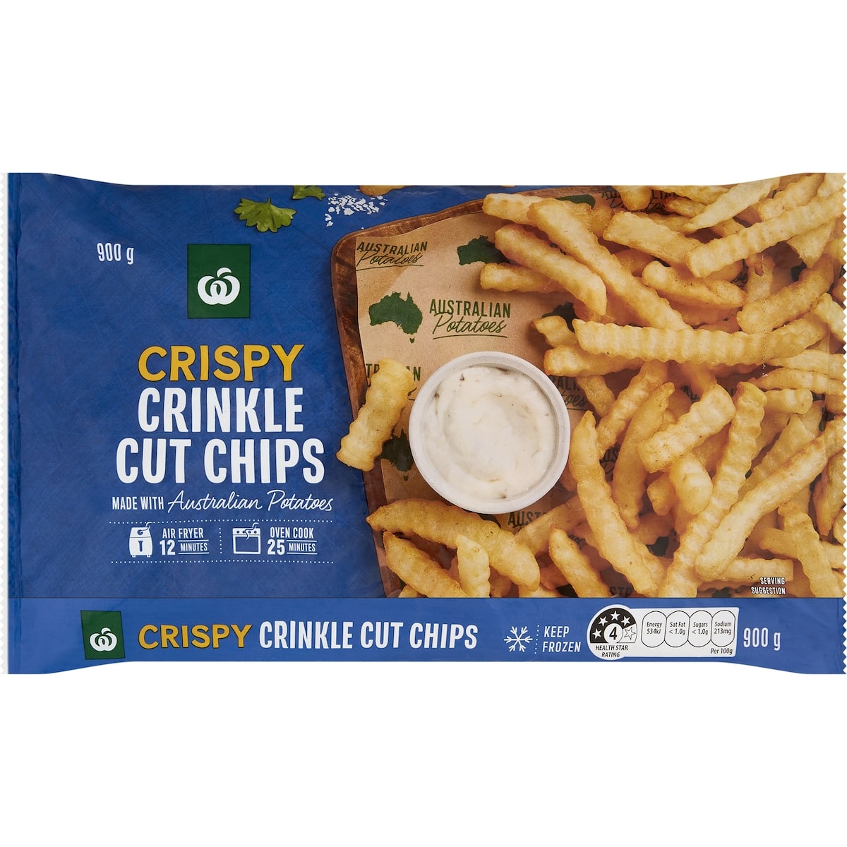 Woolworths Crispy Crinkle Cut Chips 900g | bunch