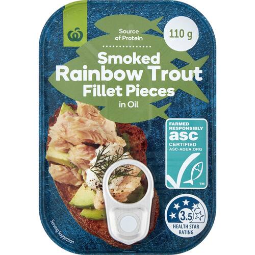 Woolworths Smoked Rainbow Trout Fillet Pieces In Oil 110g | bunch