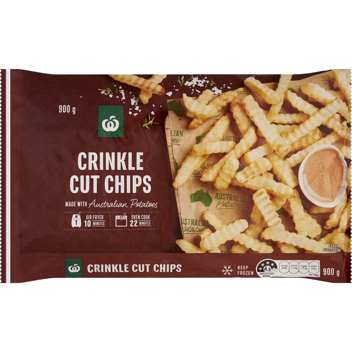Woolworths Crinkle Cut Chips 900g | bunch