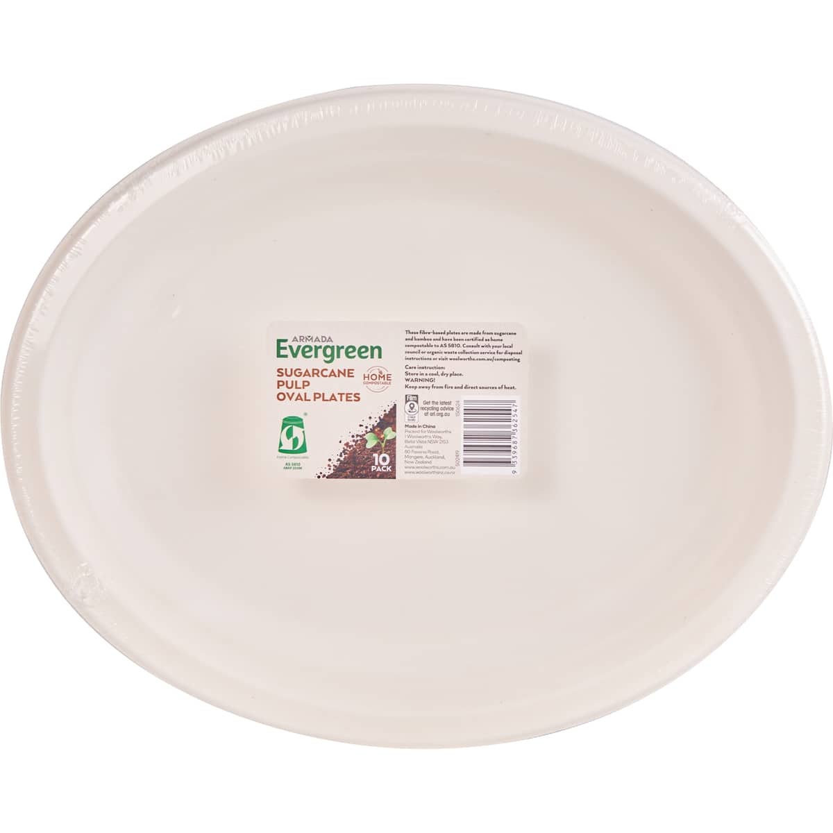 Armada Evergreen Sugarcane Pulp Oval Plates 10 pack | bunch