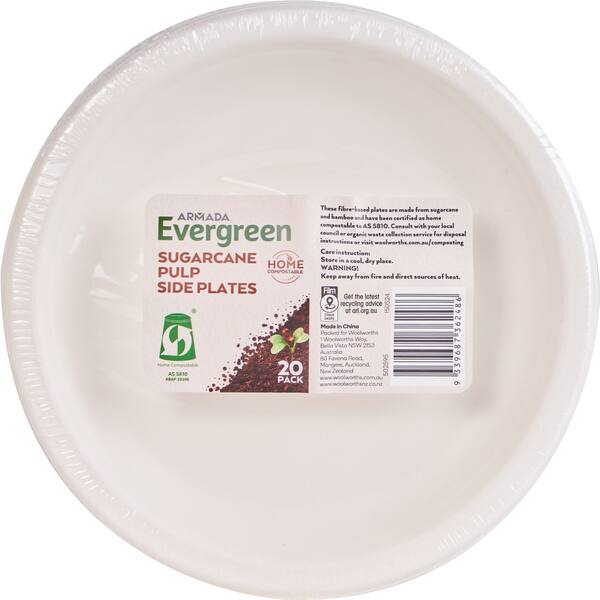 Armada Evergreen Sugarcane Pulp Side Plates 20 pack | bunch