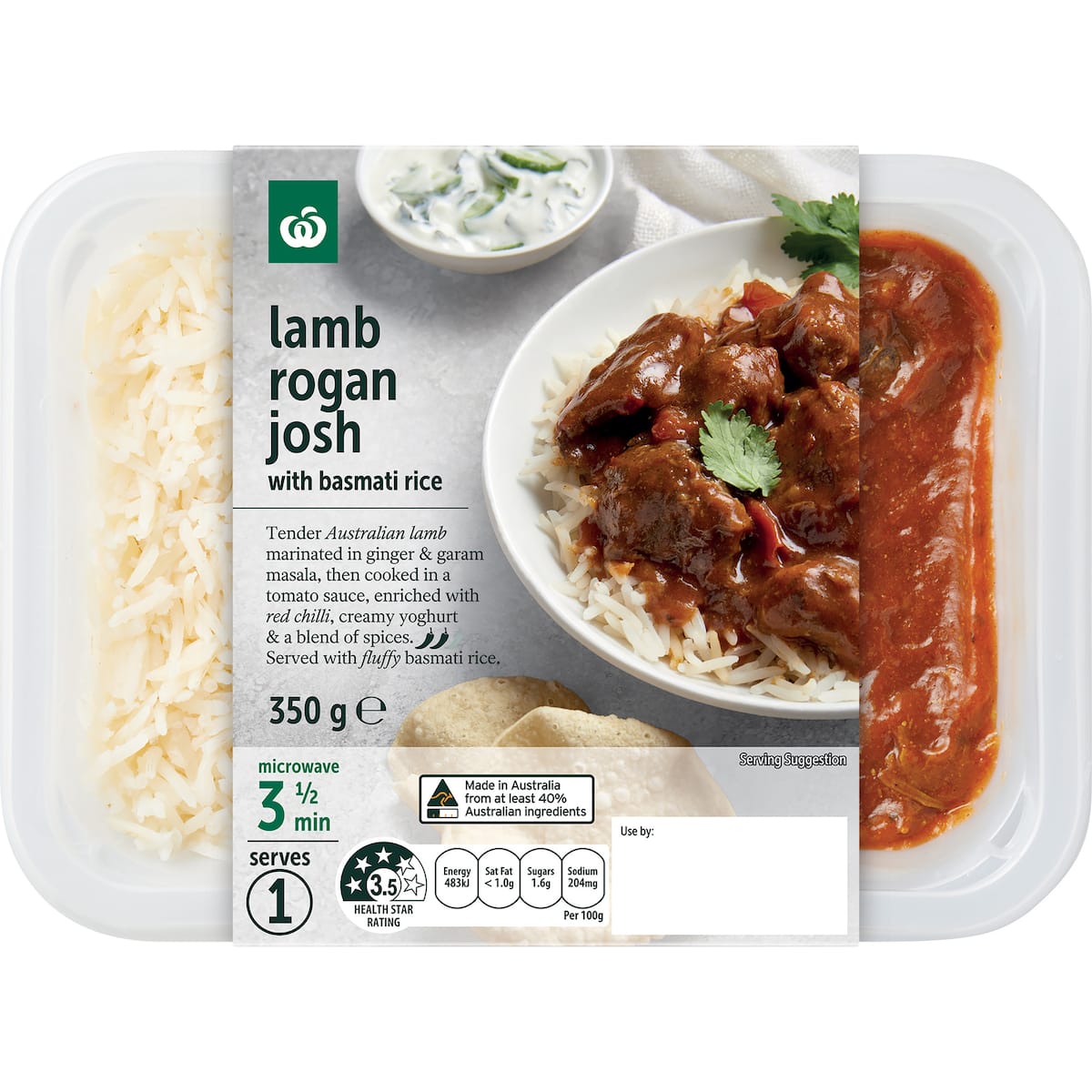 Woolworths Lamb Rogan Josh With Basmati Rice 350g | bunch