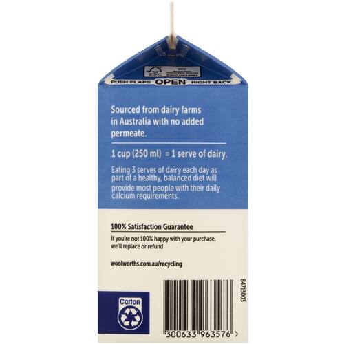 Woolworths Full Cream Milk 600ml | bunch