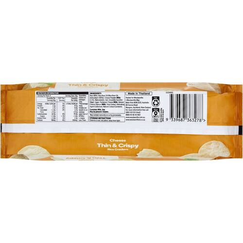 Woolworths Thin & Crispy Rice Crackers Cheese 100g | bunch