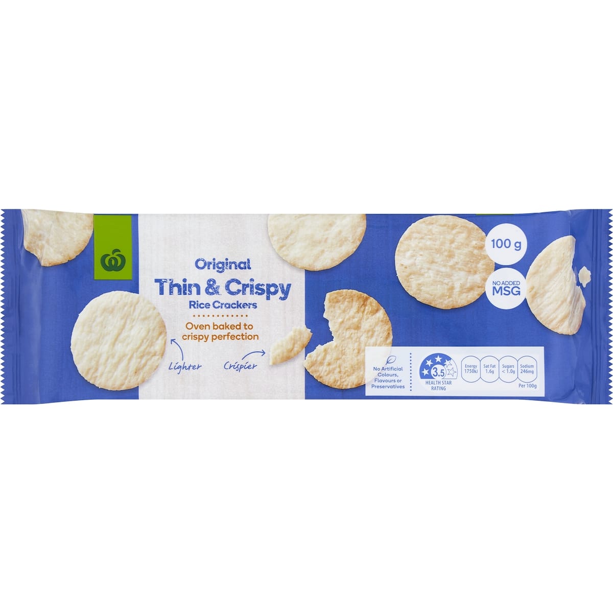 Woolworths Thin & Crispy Rice Crackers Original 100g | bunch