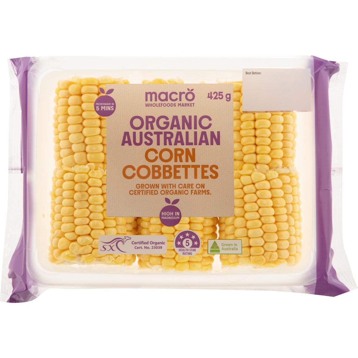 Macro Organic Corn Cobettes Pre-Pack 425g | bunch
