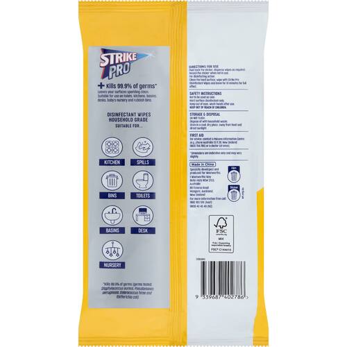 Strike Pro Disinfectant Wipes Lemon 100 pack | bunch