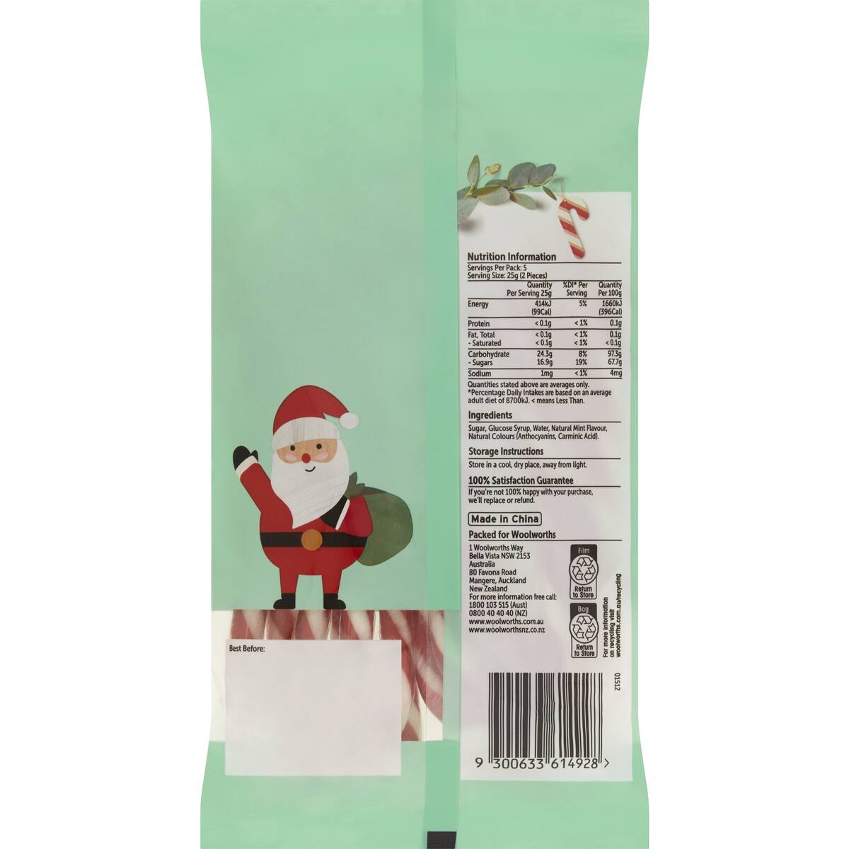 Woolworths Candy Cane Mint 10 Pack Bunch
