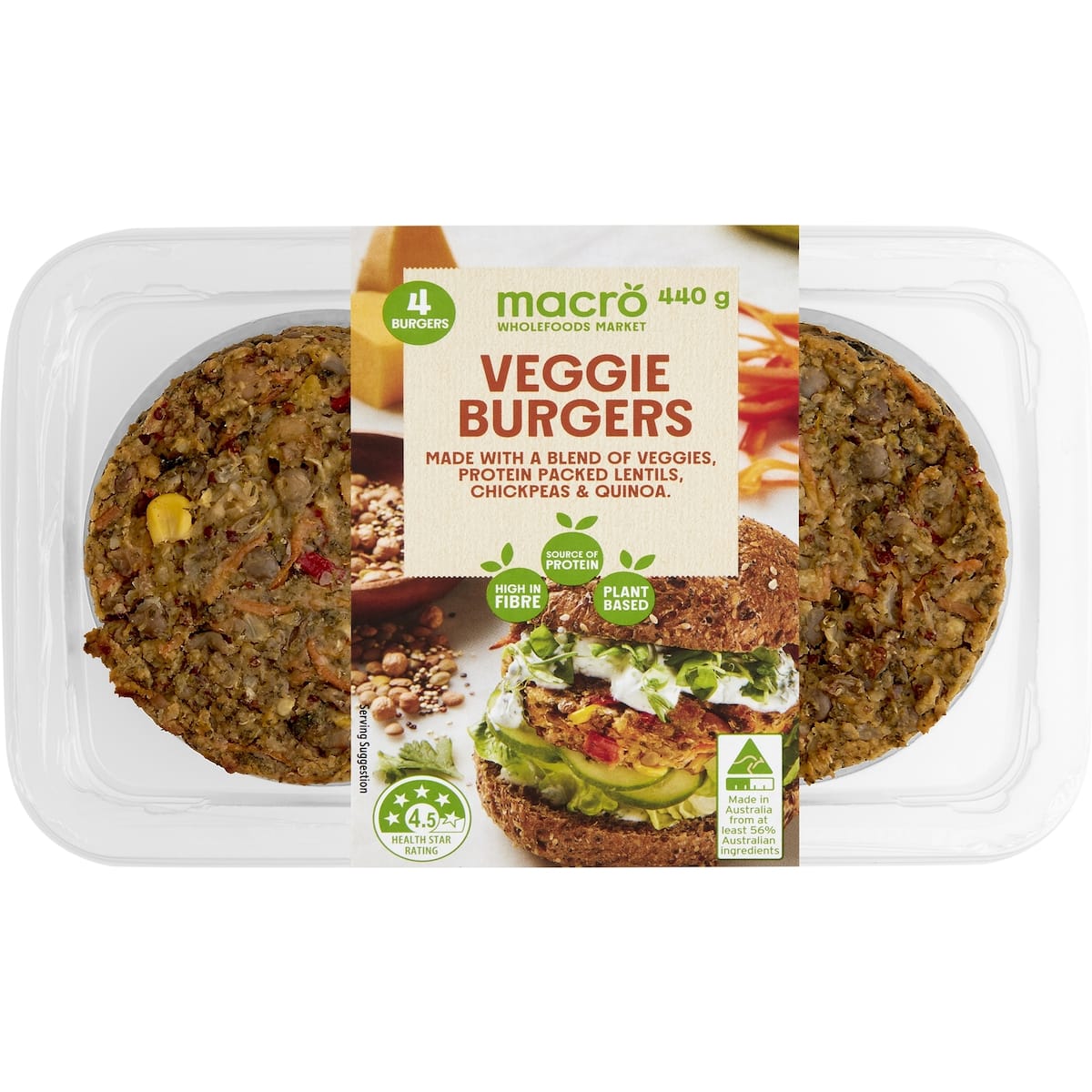 Macro Veggie Burger Patties 440g | bunch