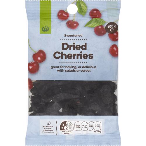 Woolworths Sweetened Dried Cherries 100g | bunch