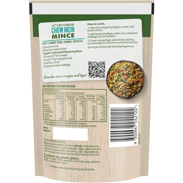 Continental Classics Recipe Base Chow Mein Mince 30g | Woolworths
