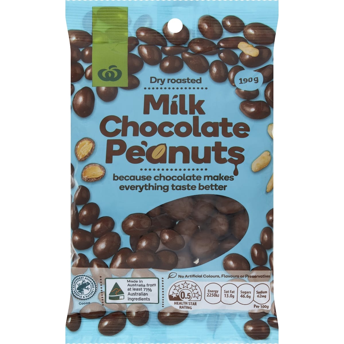 Woolworths Milk Chocolate Peanuts 190g | bunch