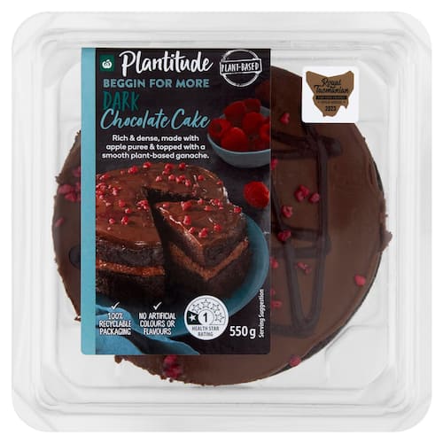 Woolworths Plantitude Vegan Dark Chocolate Cake 550G | bunch