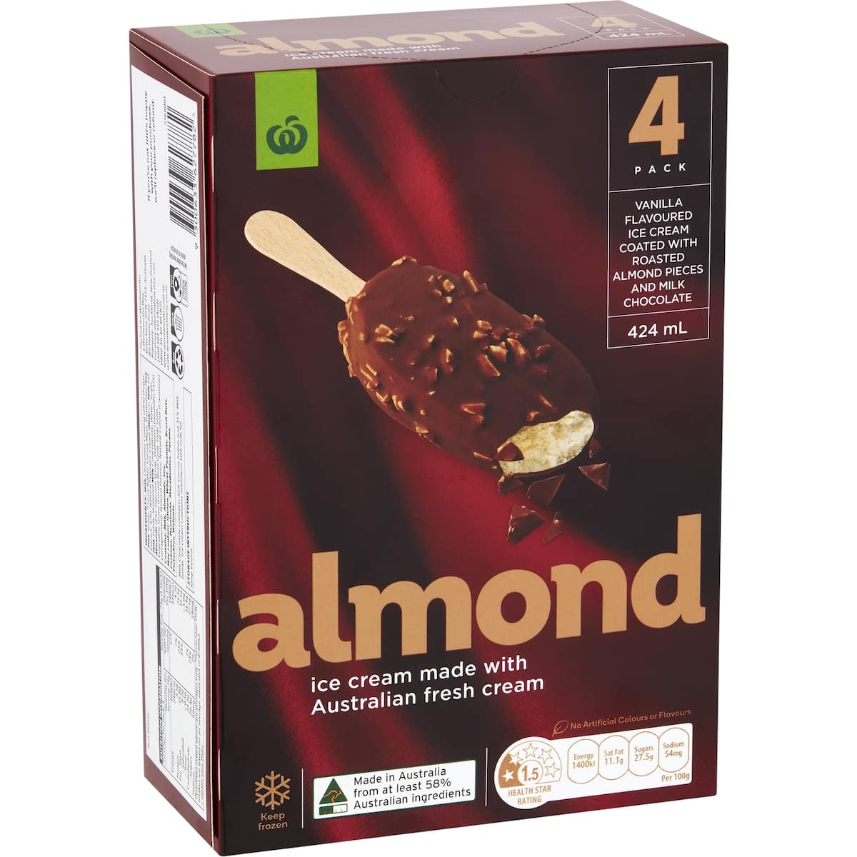Woolworths Almond Ice Cream Sticks 4 Pack | bunch