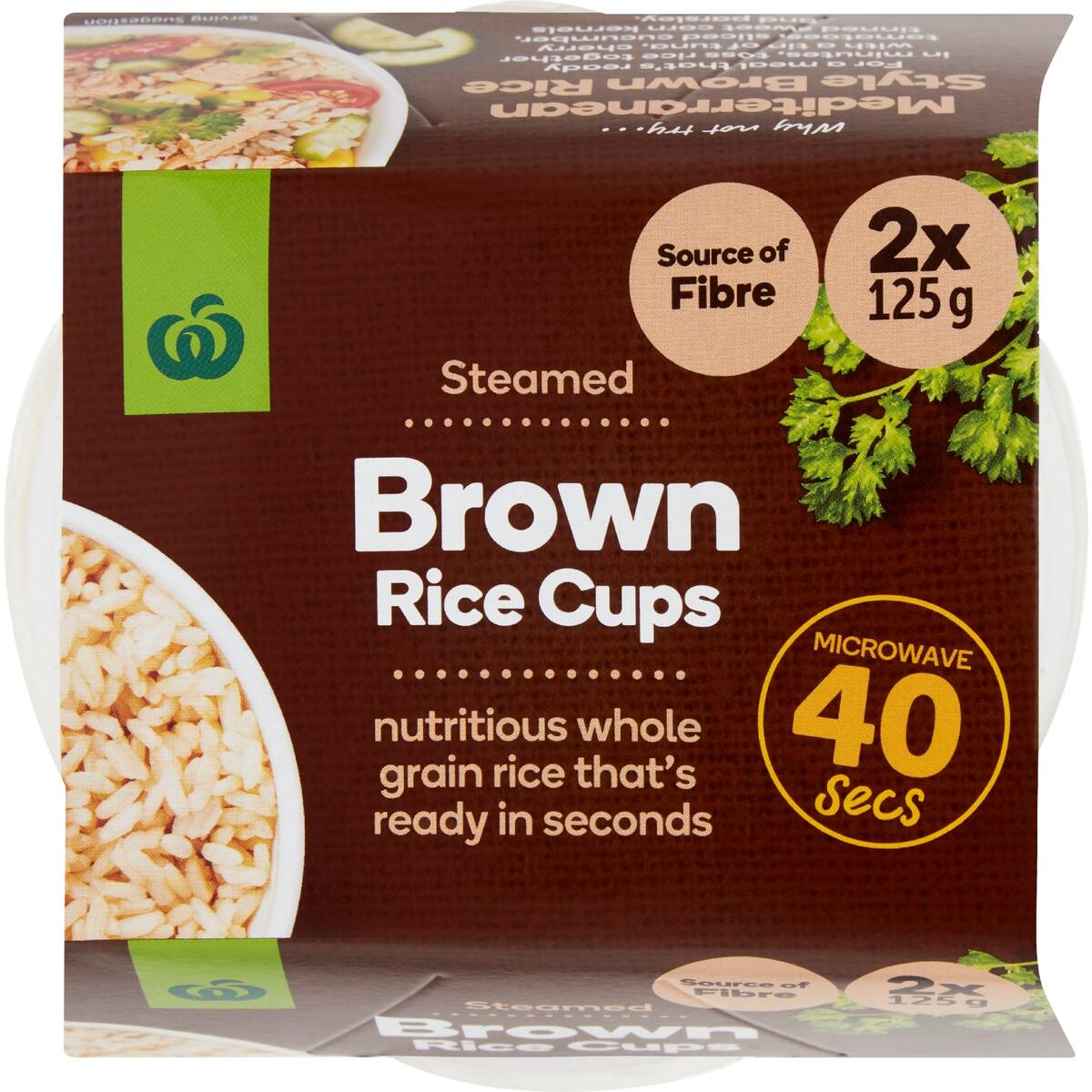 Woolworths Brown Rice Microwave Cups 2 Pack | bunch