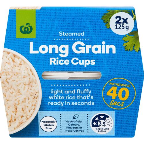 Woolworths Long Grain Rice Microwave Cups 2 Pack | bunch