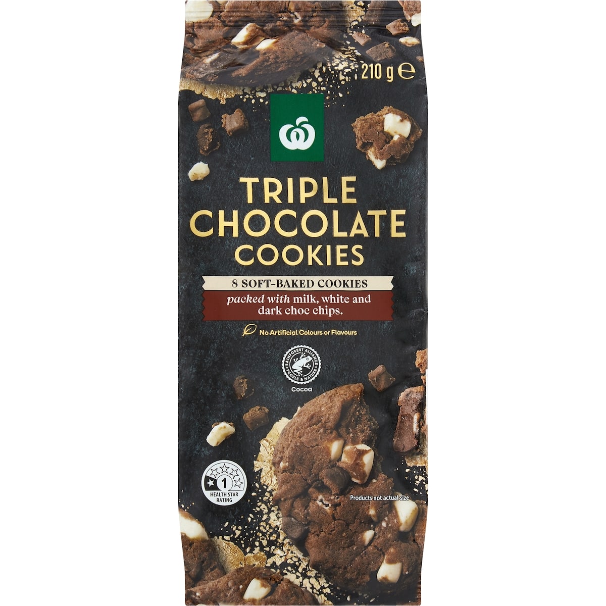 Woolworths 8 Soft Baked Cookies Triple Chocolate 210g | bunch