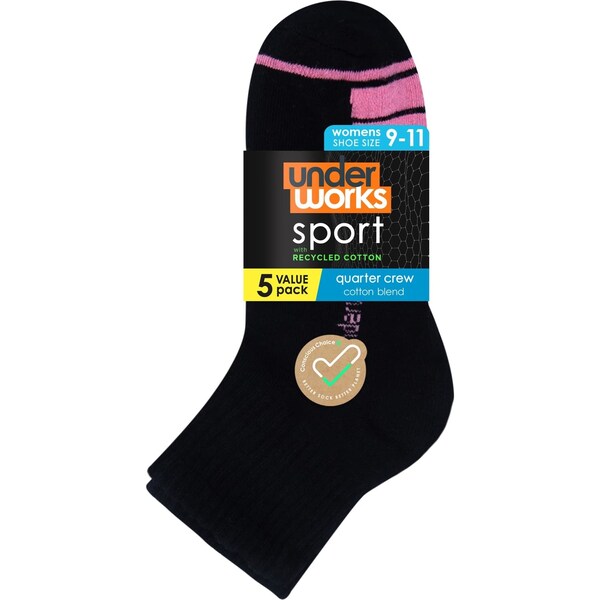 Underworks Ladies Sport Anklet Assorted 9 To 11 5 Pack | Woolworths