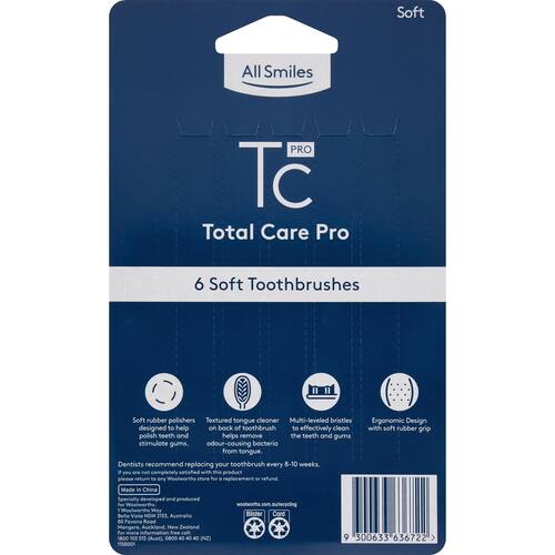 All Smiles Total Care Toothbrush Soft 6 Pack | bunch