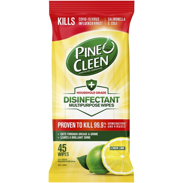 Pine O Cleen Disinfectant Multipurpose Wipes Lemon Lime 45 Pack ...
