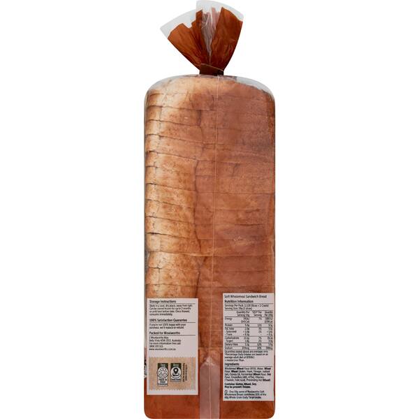 Woolworths Wholemeal Soft Sandwich Bread 650g | bunch