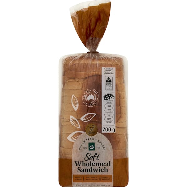 Woolworths Wholemeal Soft Sandwich Bread 700g | bunch