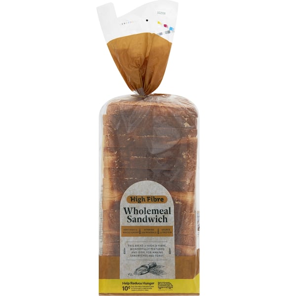 Woolworths Wholemeal Sandwich Hi-Fibre Bread 700g | bunch
