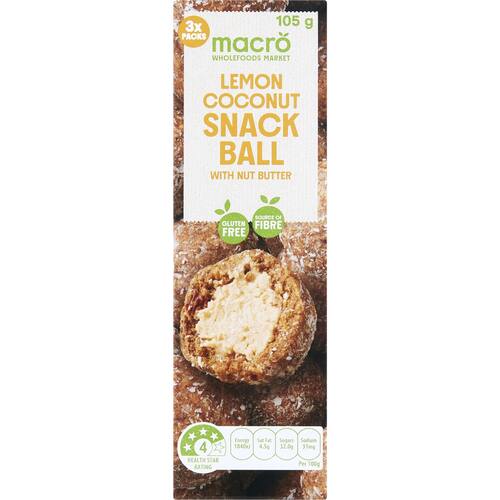 Macro Lemon Coconut Snack Balls With Nut Butter 105g | bunch