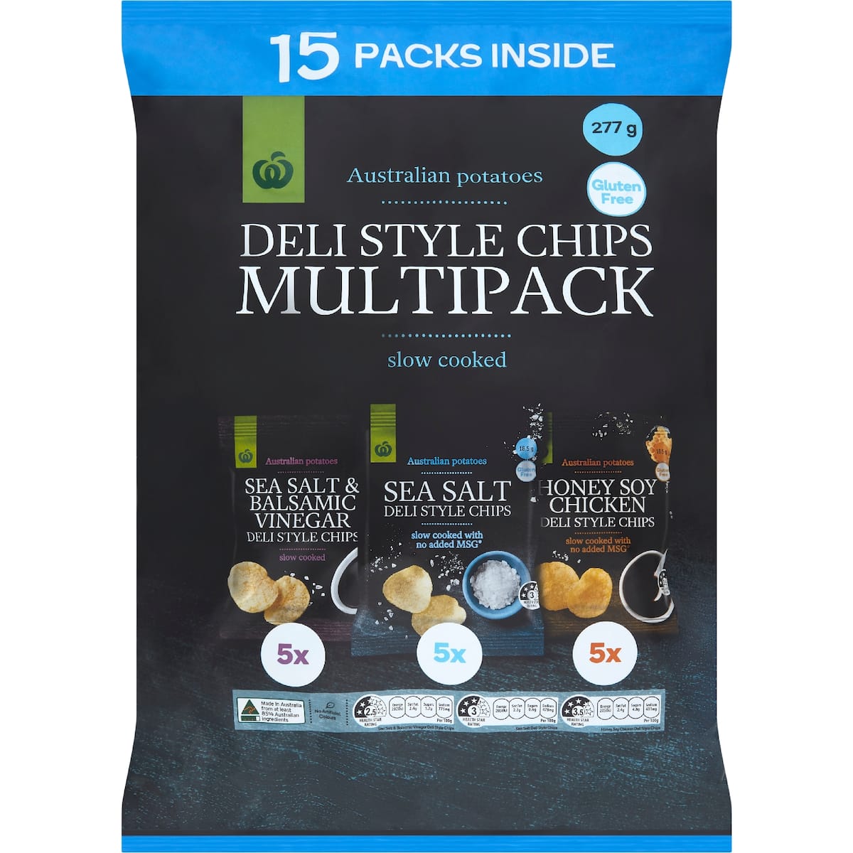 Woolworths Deli Style Chips Multipack 277g | bunch