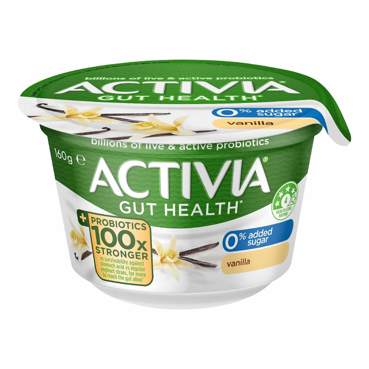 Activia Danone Probiotic Yoghurt No Added Sugar Vanilla 160g | bunch