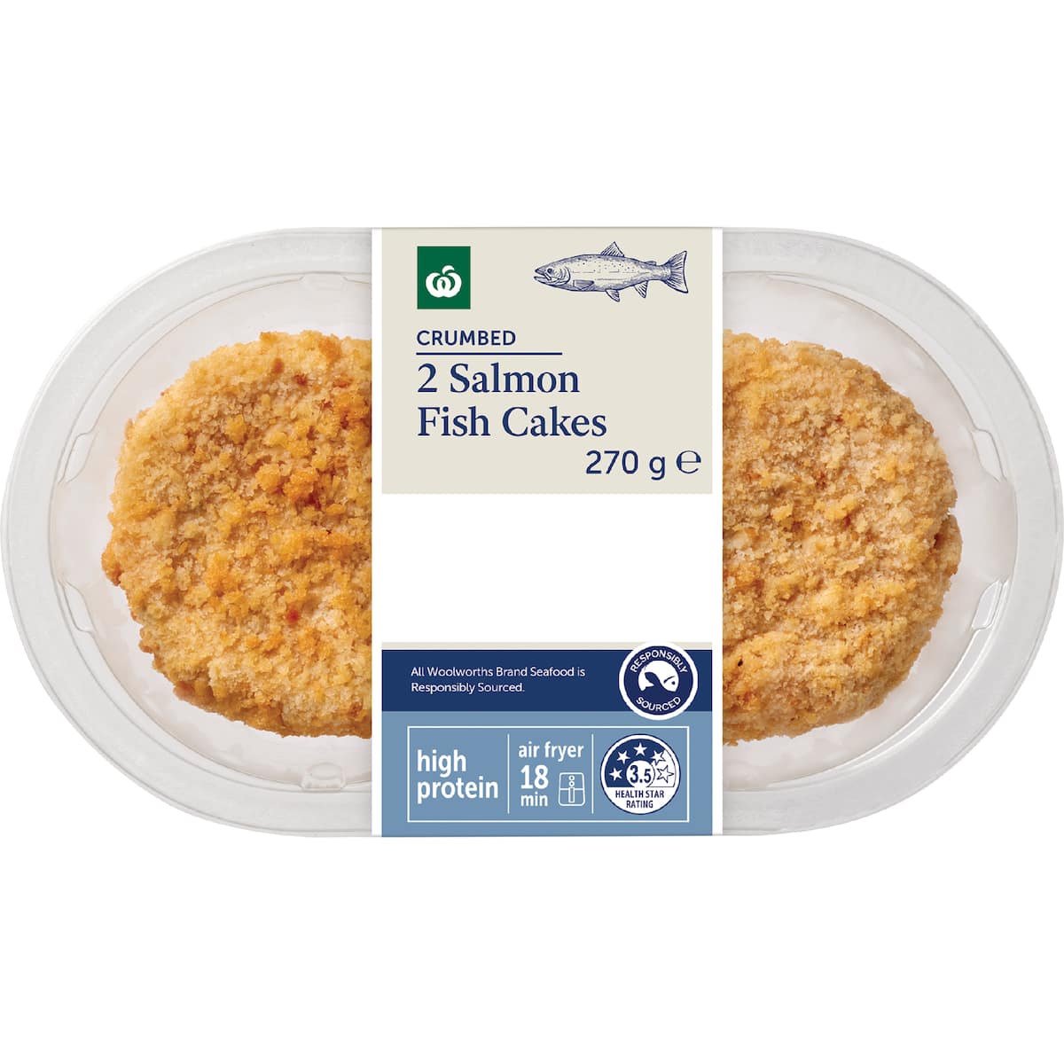 Woolworths 2 Crumbed Salmon Fish Cakes 270g | bunch