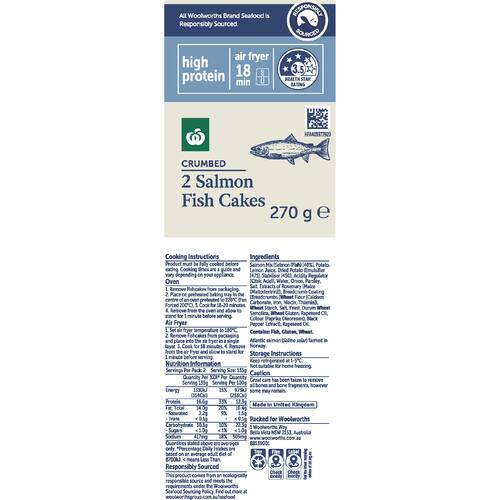 Woolworths 2 Crumbed Salmon Fish Cakes 270g | bunch